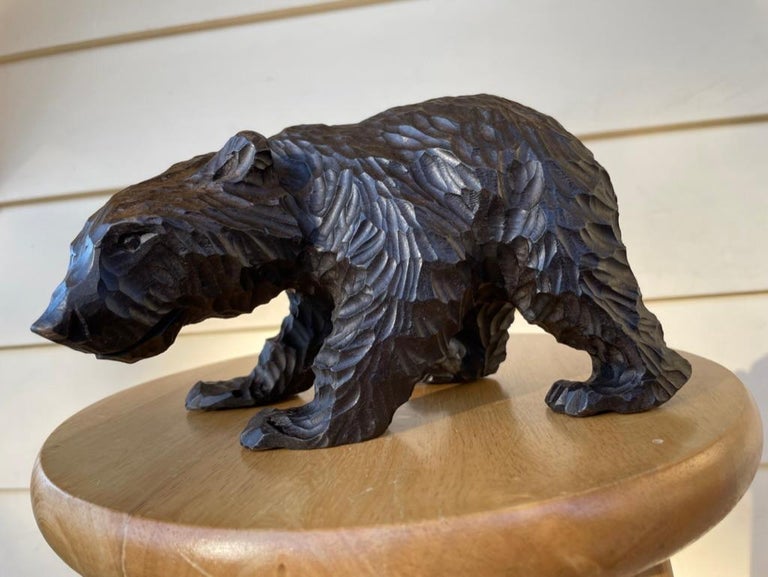 Swiss Black Forest Hand Carved Bear, circa 1900 For Sale at 1stDibs
