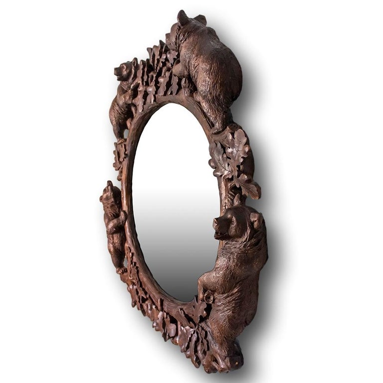 Swiss Black Forest Wall Hung Bear Mirror at 1stDibs