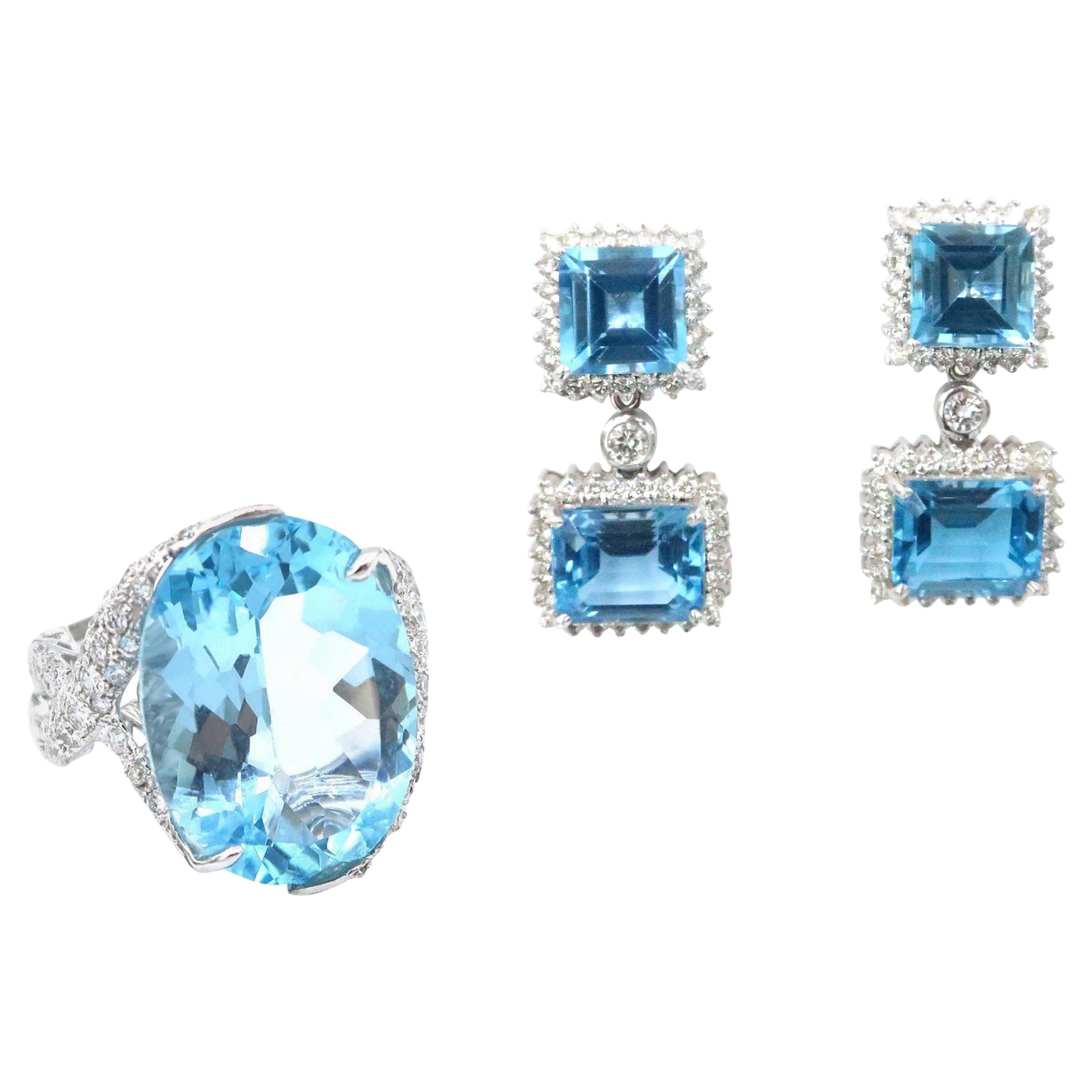 Hestia Modern Sophia Swiss Blue Topaz Stud and Marilyn Gemstone Earring ...