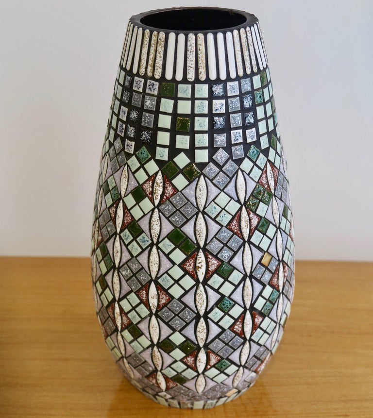 Swiss Ceramic Mosaic Vase by Rössler For Sale at 1stDibs