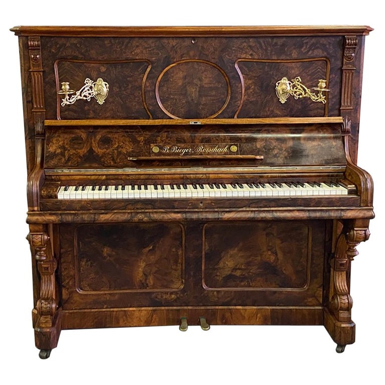 Swiss, German Upright Piano Burled Walnut Fully Rebuilt ...