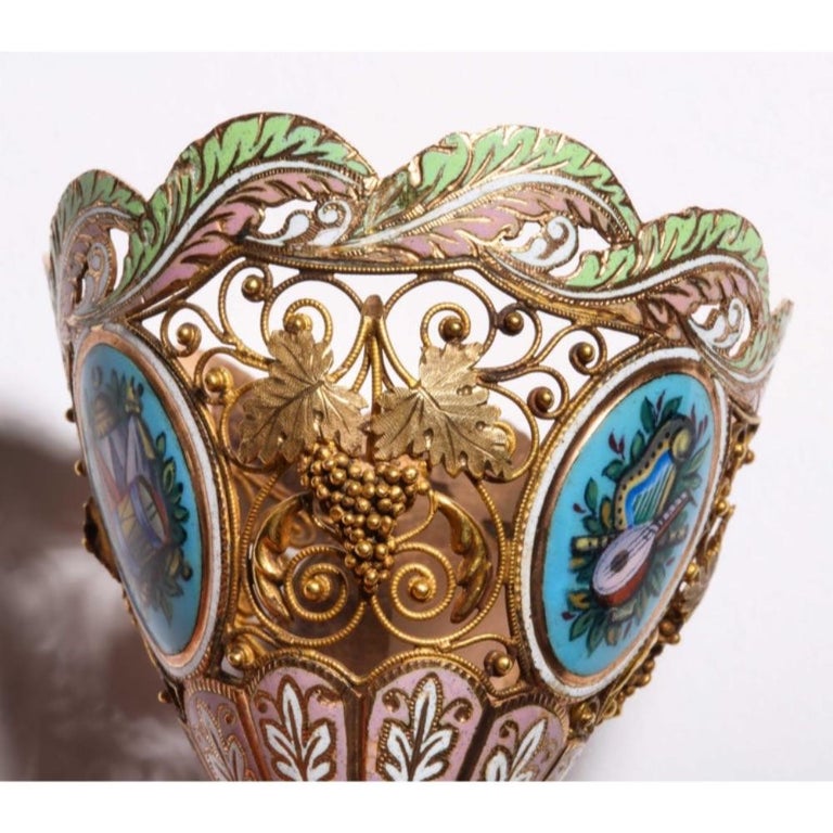 Swiss Gold and Enamel Zarf for the Turkish Market, circa 1840 at 1stDibs