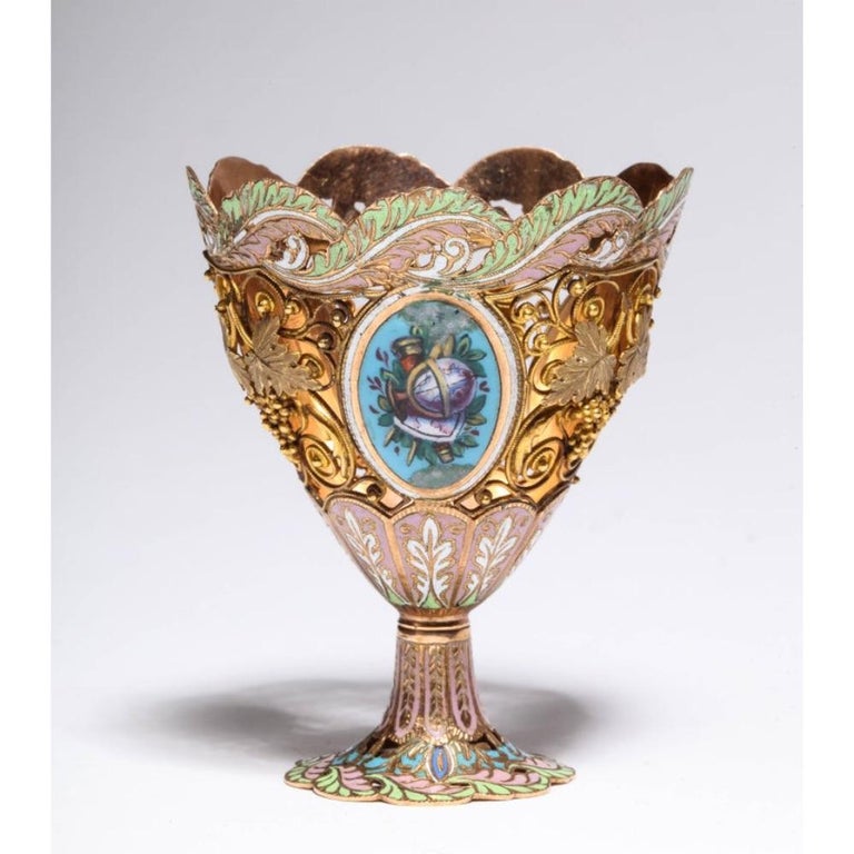 Swiss Gold and Enamel Zarf for the Turkish Market, circa 1840 at 1stDibs