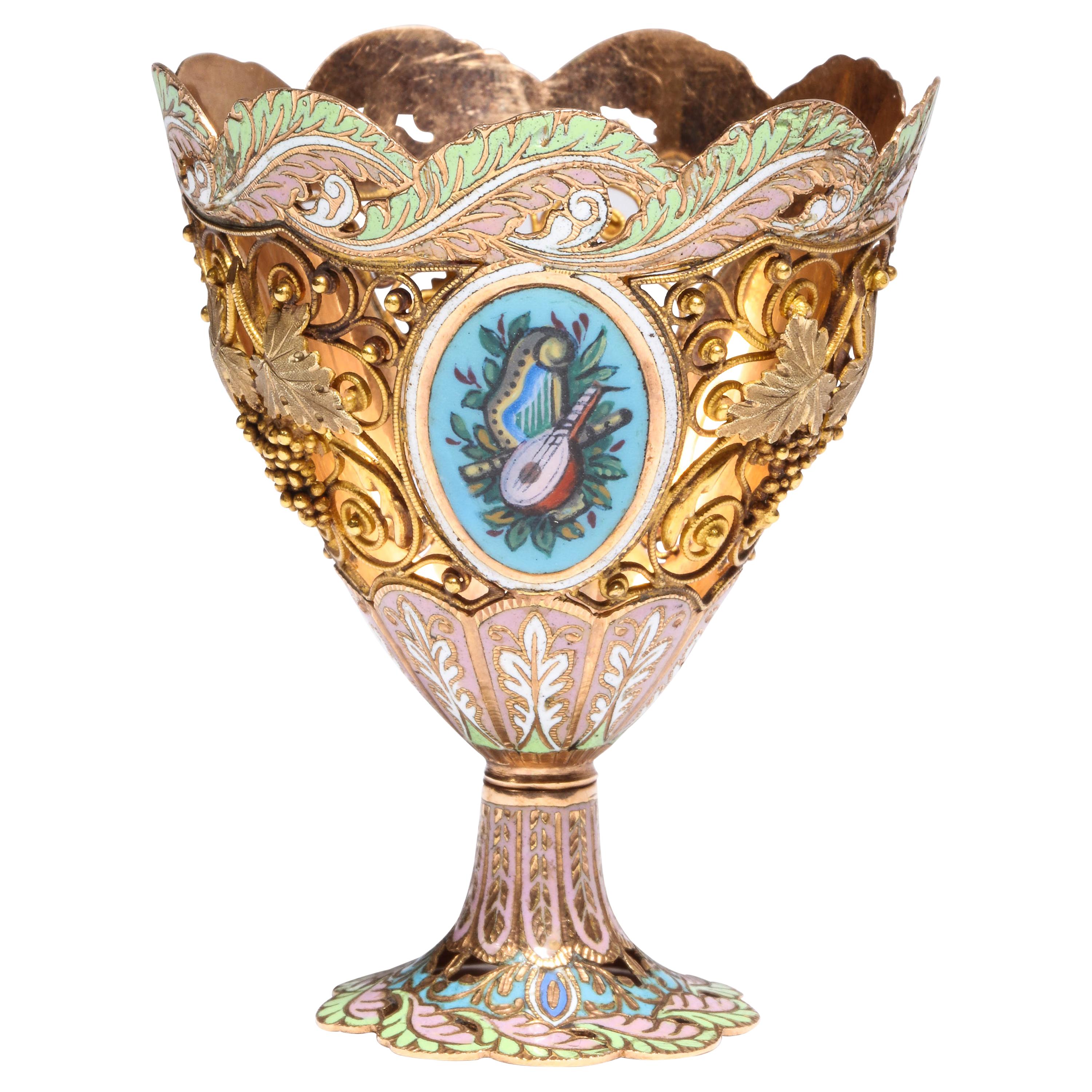 Swiss Gold and Enamel Zarf for the Turkish Market, circa 1840 at 1stDibs