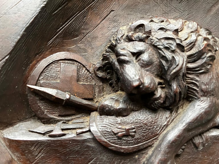 Swiss Lion of Lucerne Relief Carving Plaque at 1stDibs