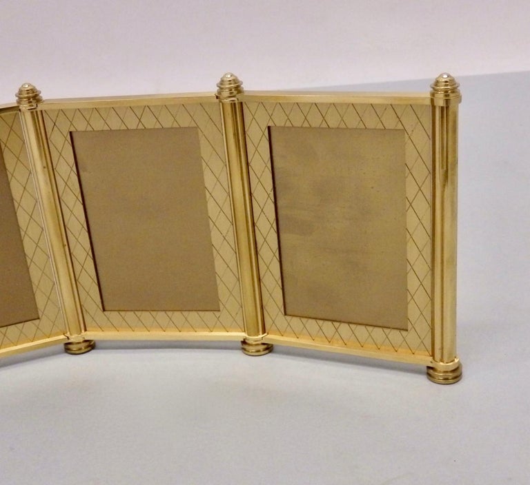 Swiss Made Machined Brass Desk Dresser Top Tri-Fold Picture Frames at ...
