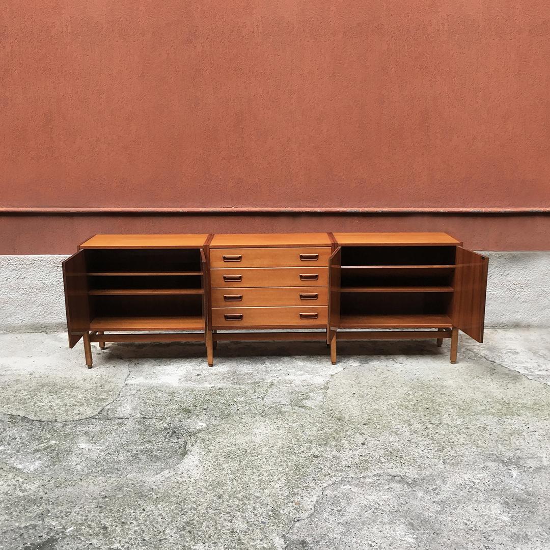 Swiss Mid-Century Modern Modular Blond Teak Sideboard, 1960s at 1stDibs