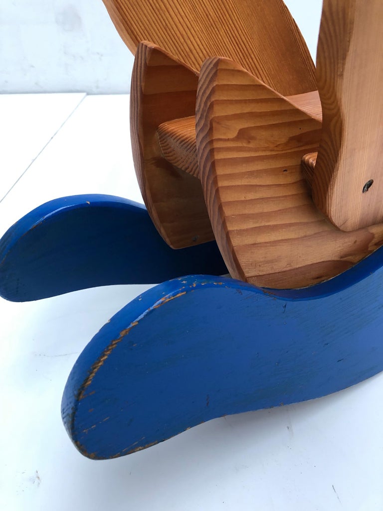 Swiss Mid-Century Modern Solid Pine Rocking Swan in the Style of Wisa ...