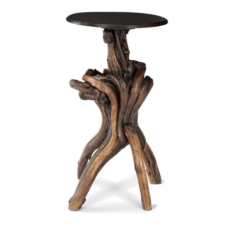 Swiss Naturalistic Root Wood Base Side Table For Sale at 1stDibs