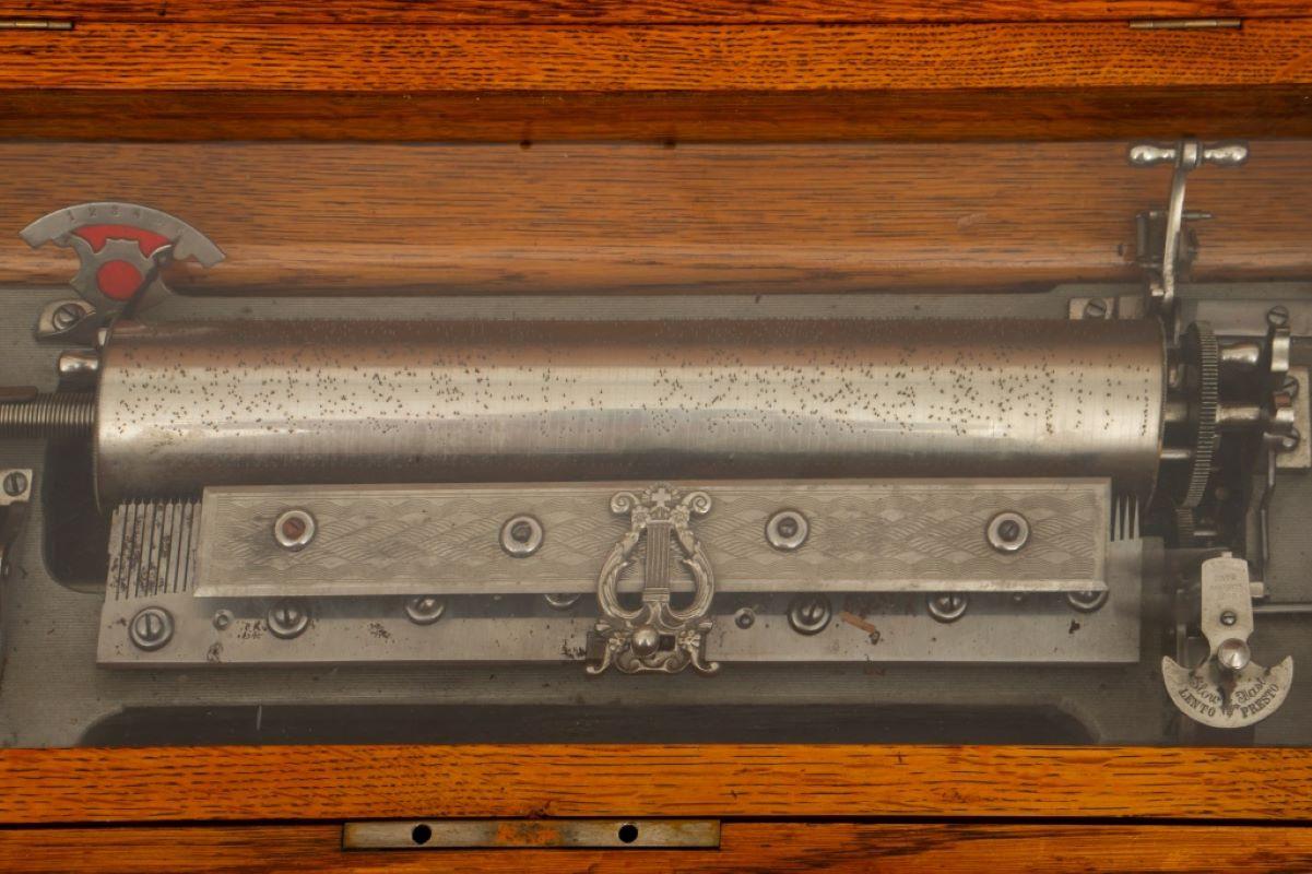 Swiss Oak Wood Cylinder Music Box, 19th Century For Sale at 1stDibs