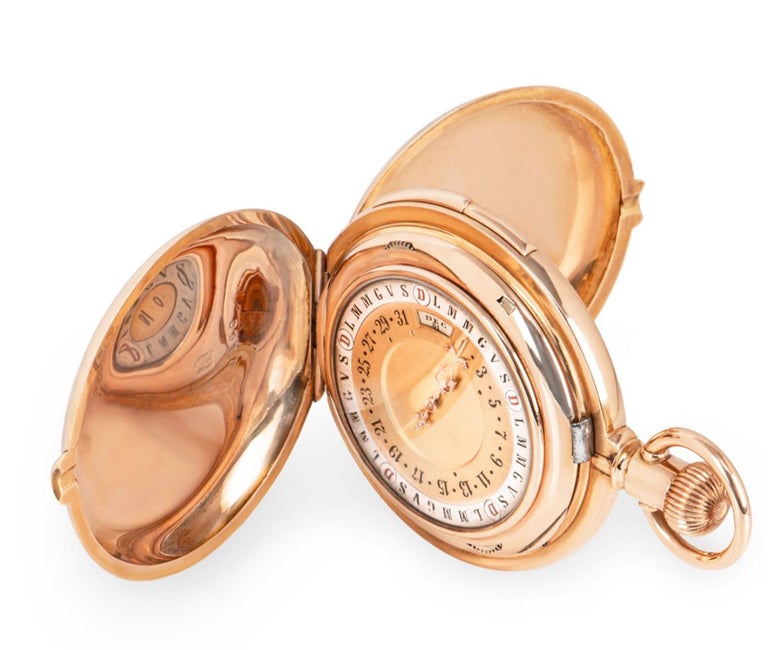 Swiss Rose Gold Double-Sided Calendar Quarter Repeated Keyless Lever ...