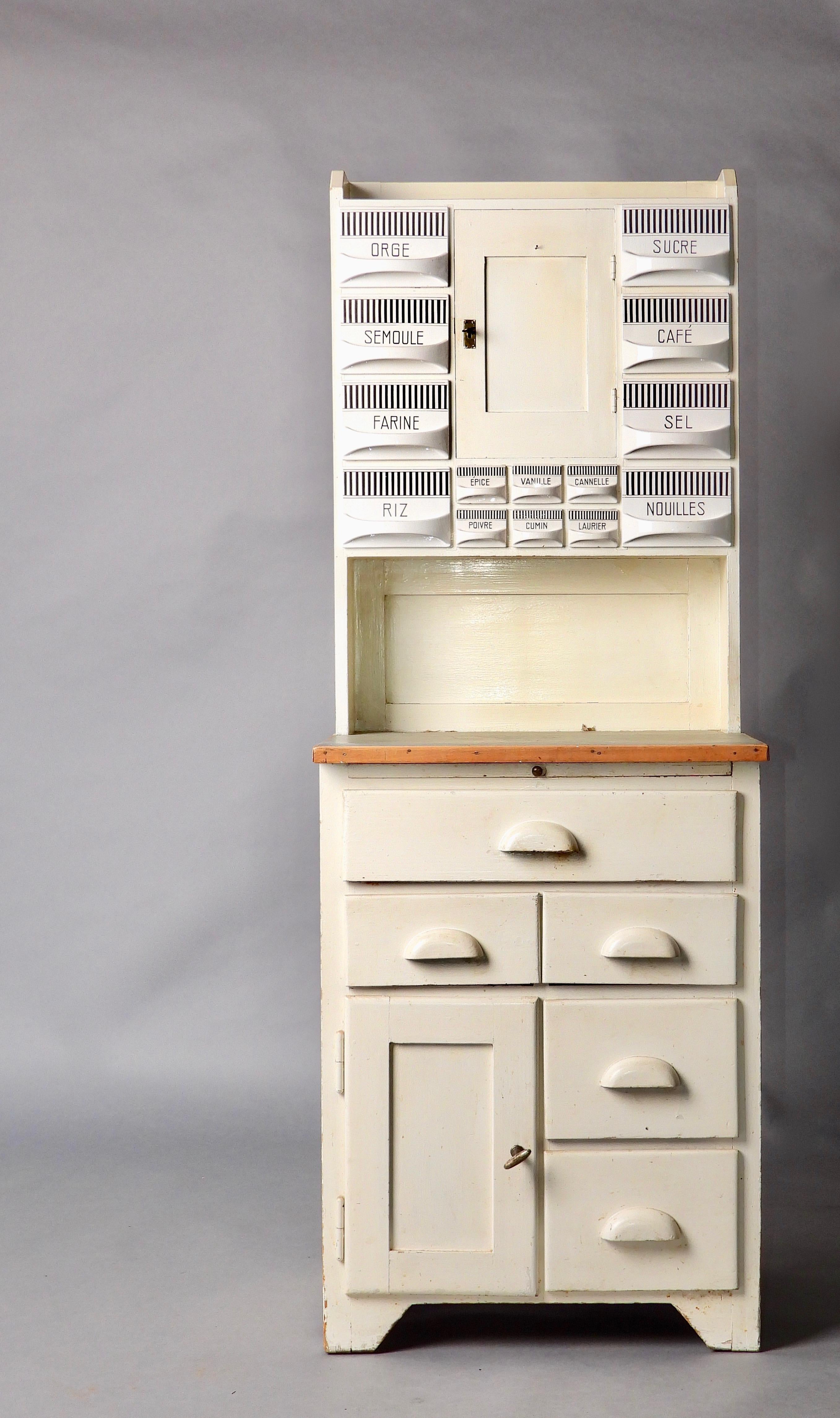 Swiss spice cabinet in wood and porcelain For Sale at 1stDibs