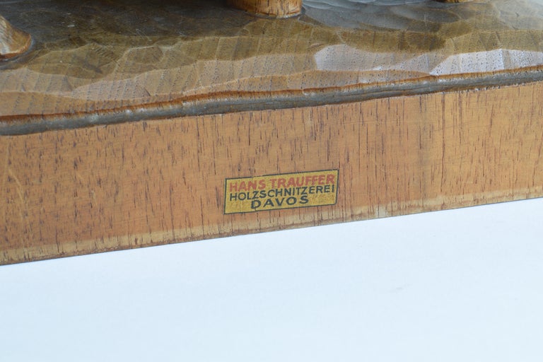 Swiss Brienz Wood Carving from Hans Trauffer Davos 1930s, Made from One ...