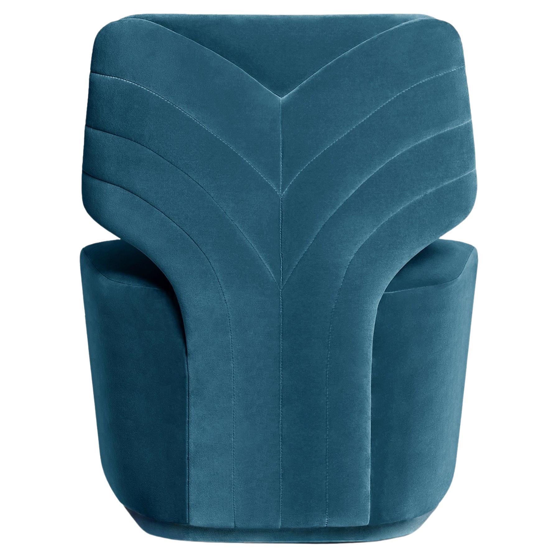 "Wind" Swivel Armchair in Velvet with Silk Fringes Green For Sale at ...