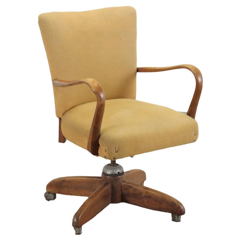 Swivel Chair Beech Italy 1950s For Sale at 1stDibs