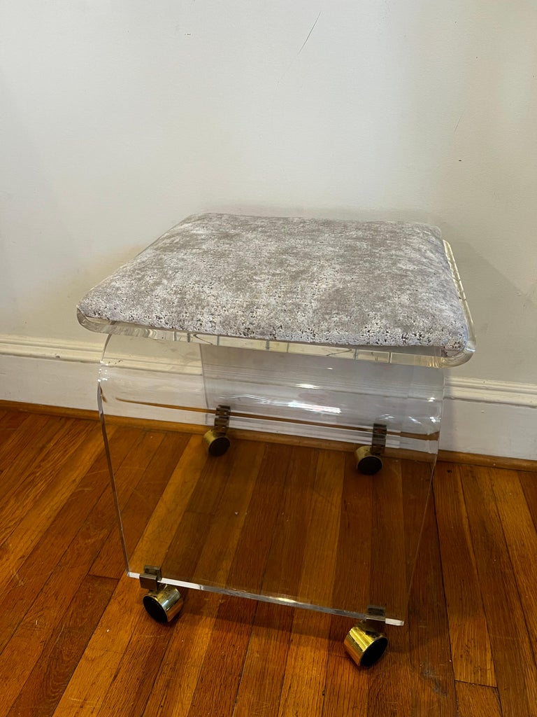 Swivel Clear Lucite Waterfall Vanity Stool by Charles Hollis Jones For ...