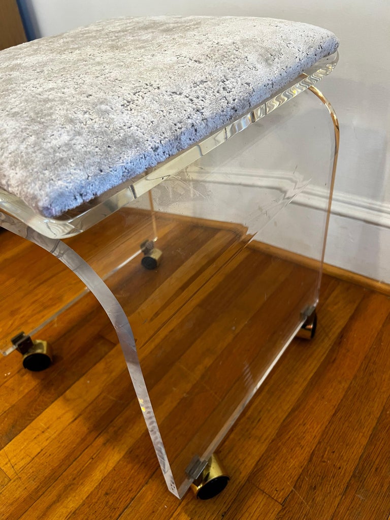 Swivel Clear Lucite Waterfall Vanity Stool by Charles Hollis Jones For ...
