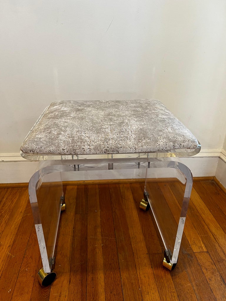 Swivel Clear Lucite Waterfall Vanity Stool by Charles Hollis Jones For ...