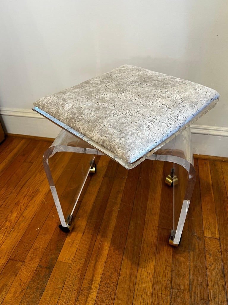 Swivel Clear Lucite Waterfall Vanity Stool by Charles Hollis Jones For ...