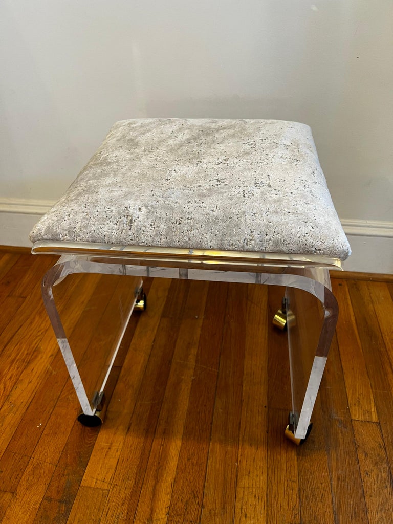 Swivel Clear Lucite Waterfall Vanity Stool by Charles Hollis Jones For ...