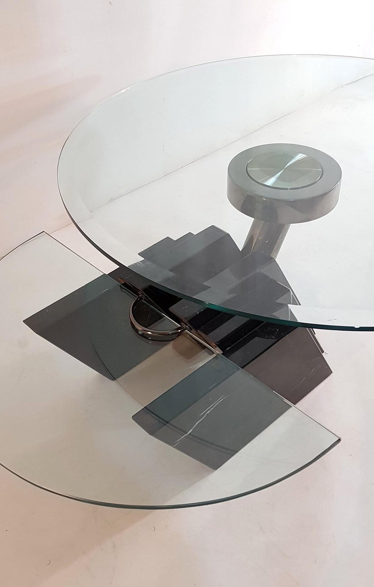 Swivel Coffee Table in Black Marble and Glass, Italy For Sale at ...