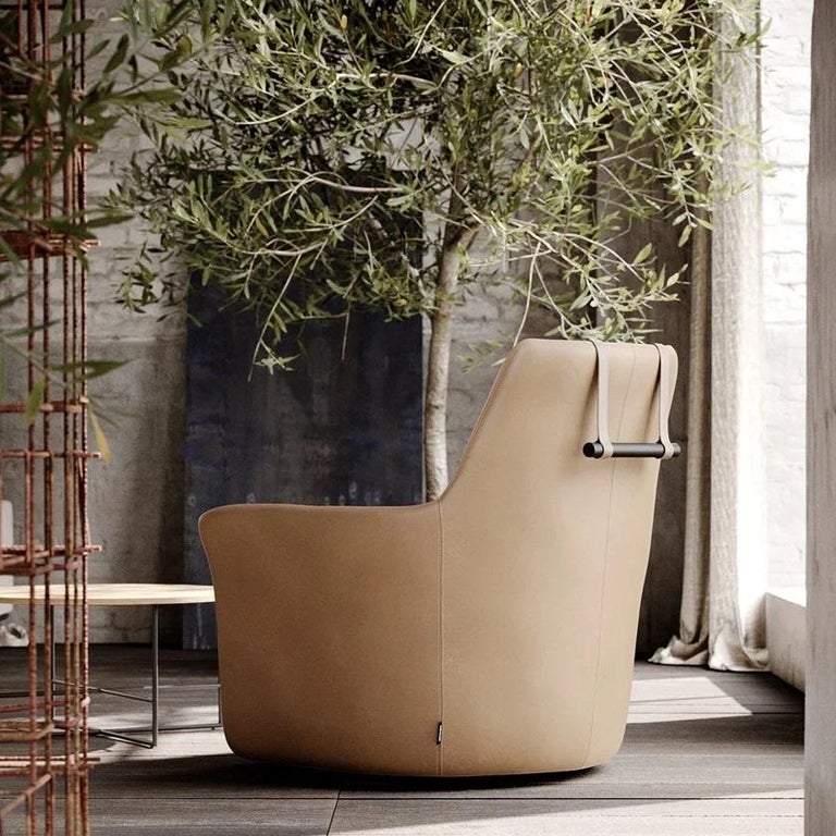 Swivel Lounge Chair Made to Order in Faux Leather For Sale at 1stDibs