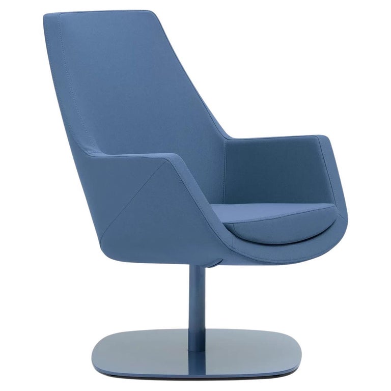 Swivel Lounge Chair With Upholstered Seat And Back With Metal Plate ...