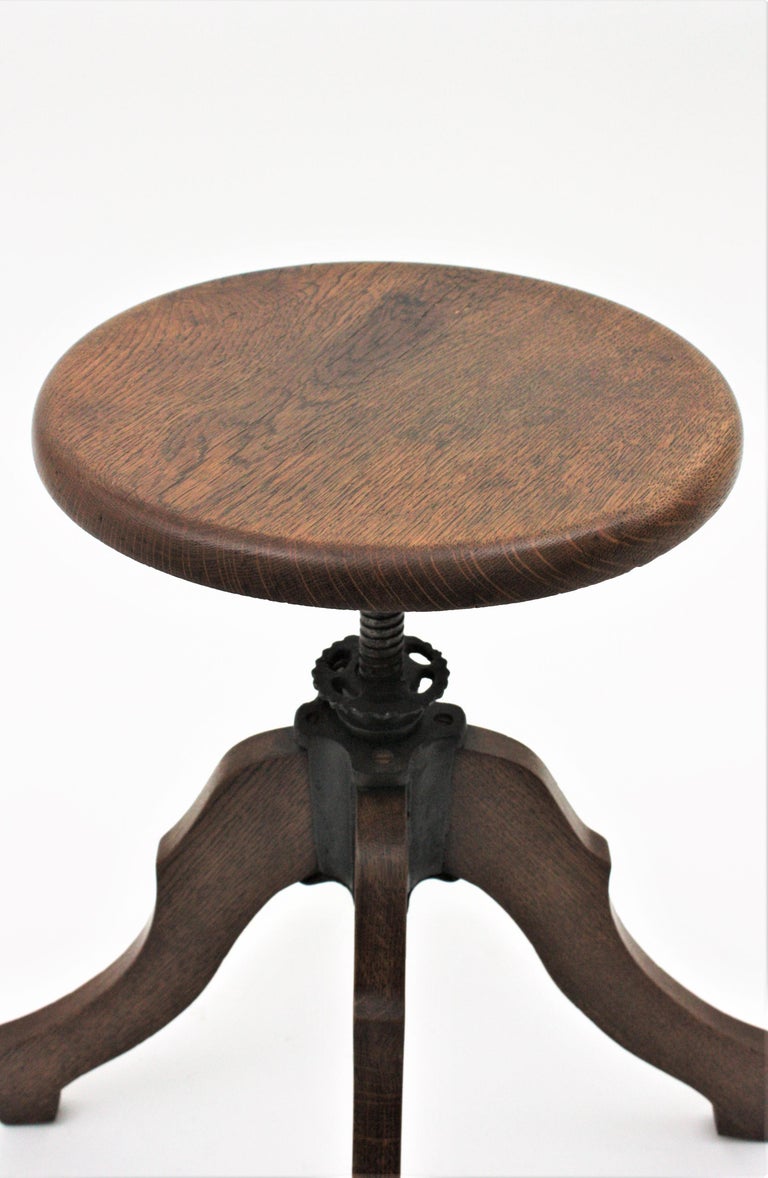 Oak Revolving Stool / Swivel Stool, 1930s For Sale at 1stDibs