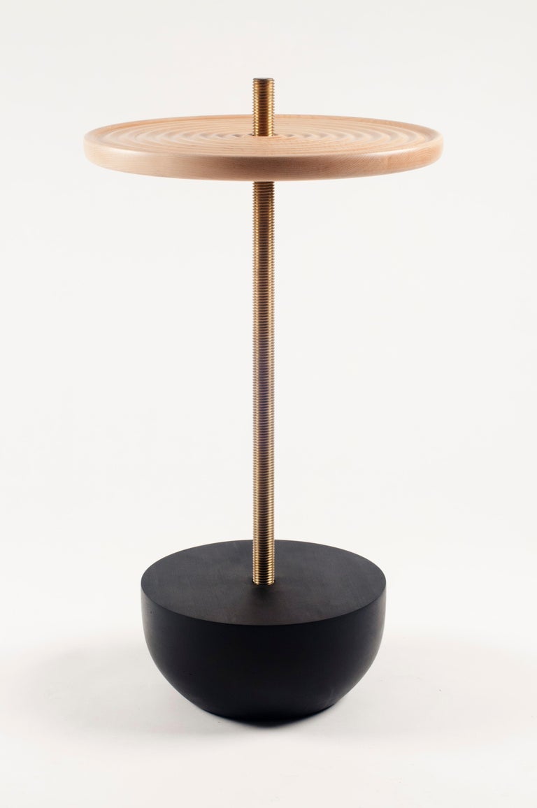 Swivel Table, Adjustable Wood and Brass Side Table by Pat Kim For Sale ...