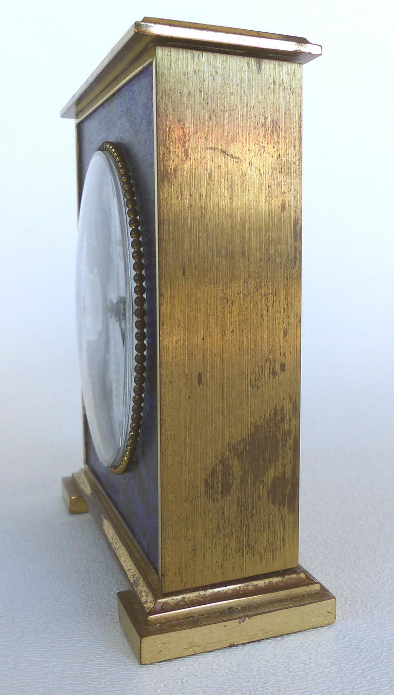 Swiza 8 Swiss Made Lapis Lazuli and Brass Winding Carriage Clock at 1stDibs
