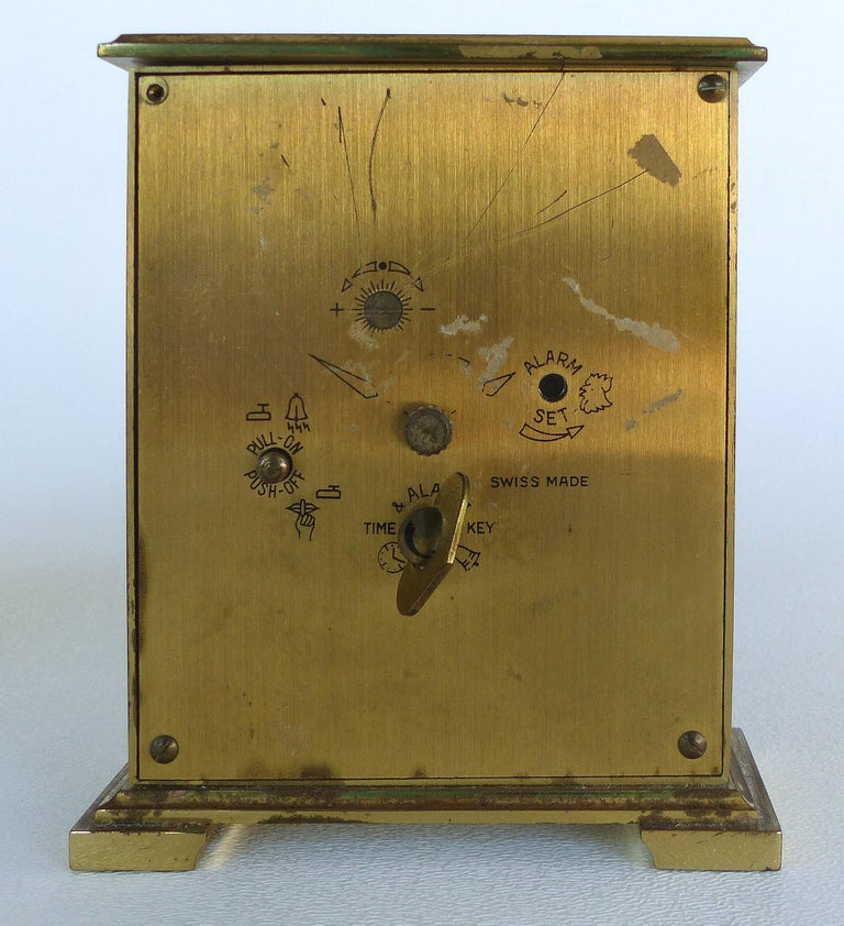 Swiza 8 Swiss Made Lapis Lazuli and Brass Winding Carriage Clock at 1stDibs