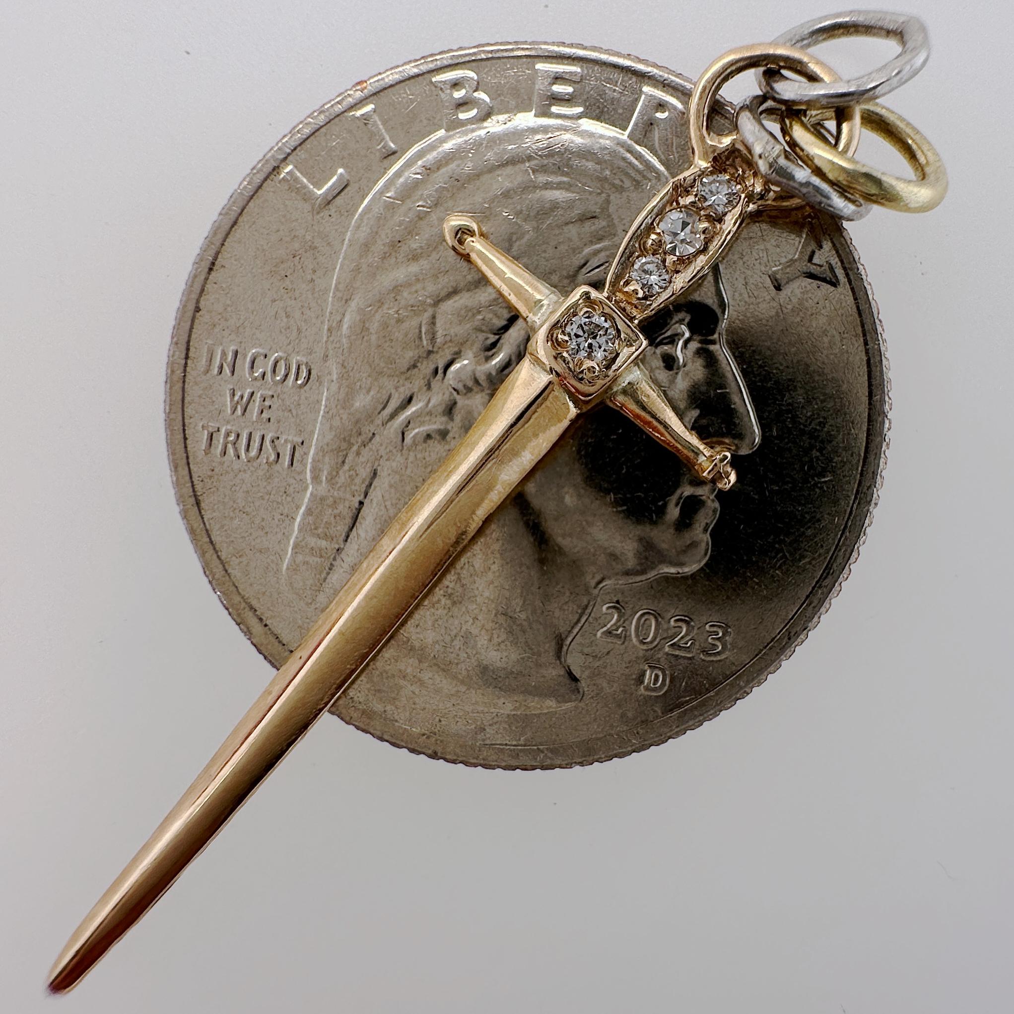 Sword Pendant with Diamonds on Grip plus Purple Rhodolite Garnet Bead ...