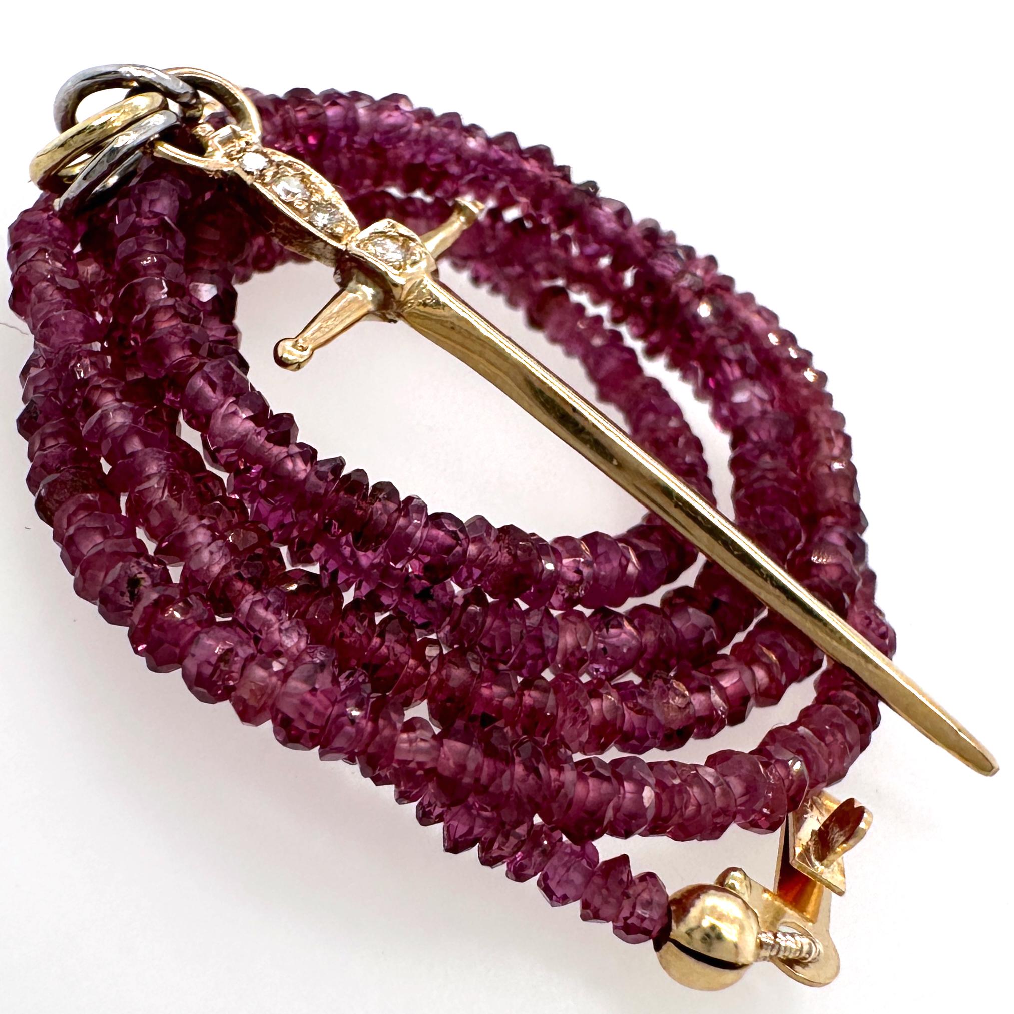 Sword Pendant with Diamonds on Grip plus Purple Rhodolite Garnet Bead ...