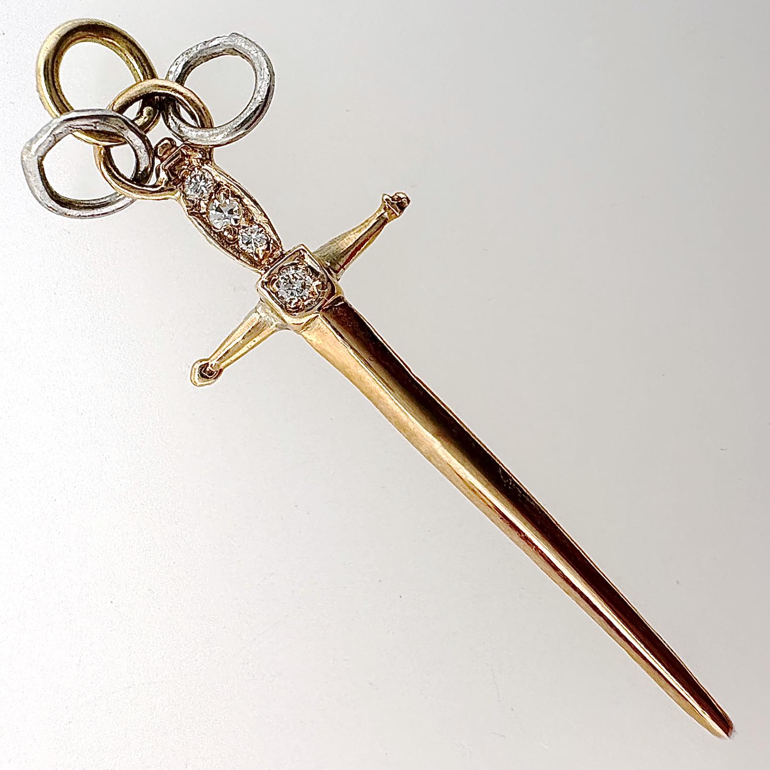 Sword Pendant with Diamonds on Grip plus Purple Rhodolite Garnet Bead ...