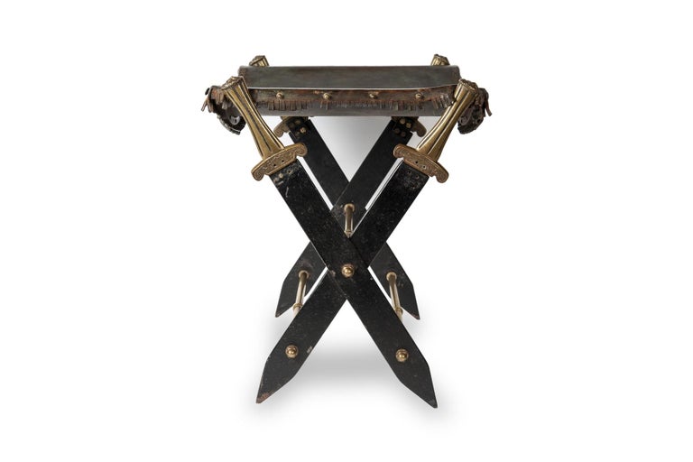 Sword Stool with Leather Seat, 19th Century For Sale at 1stDibs