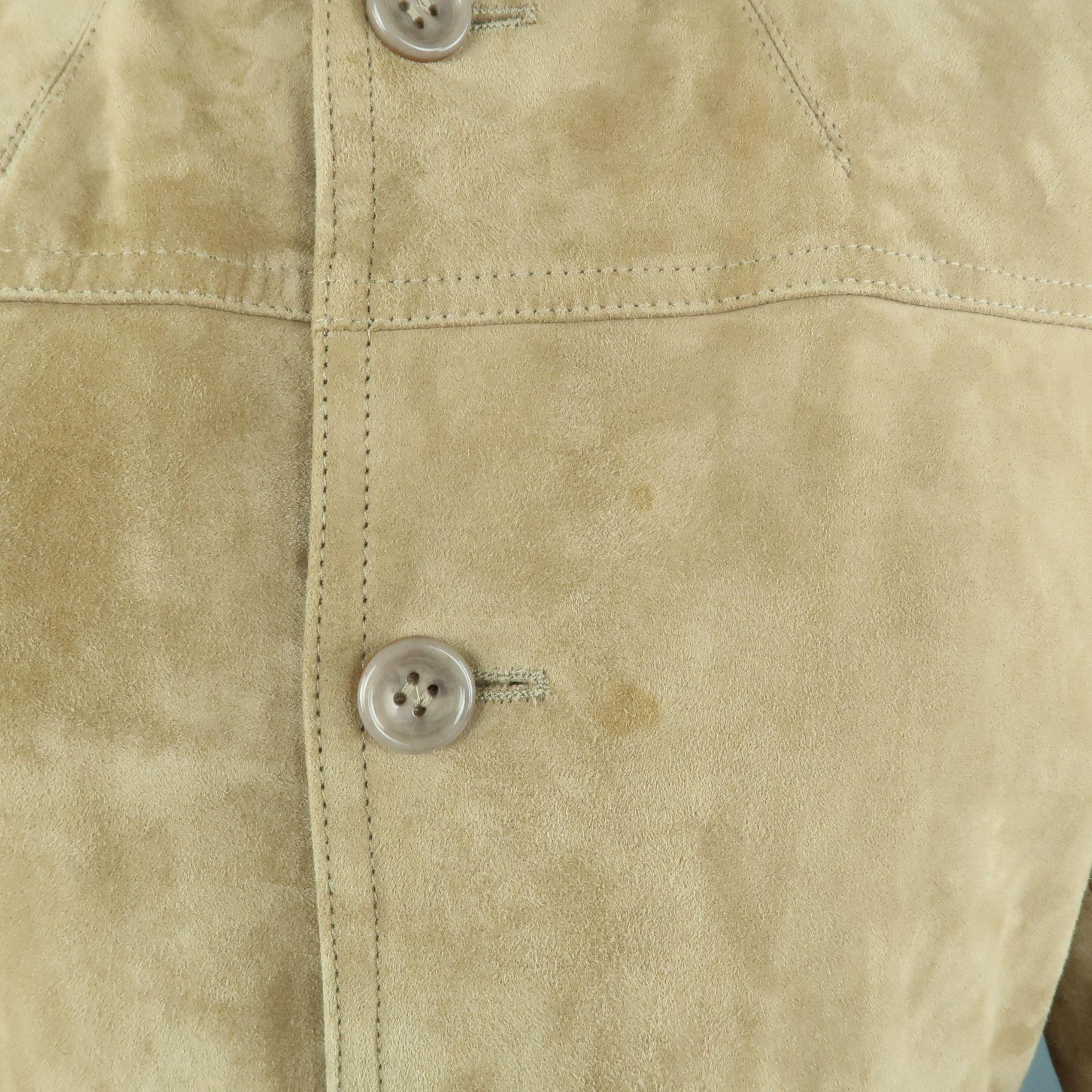 S.W.O.R.D Tan Suede Buttoned Bomber Style Jacket Coat at 1stDibs ...