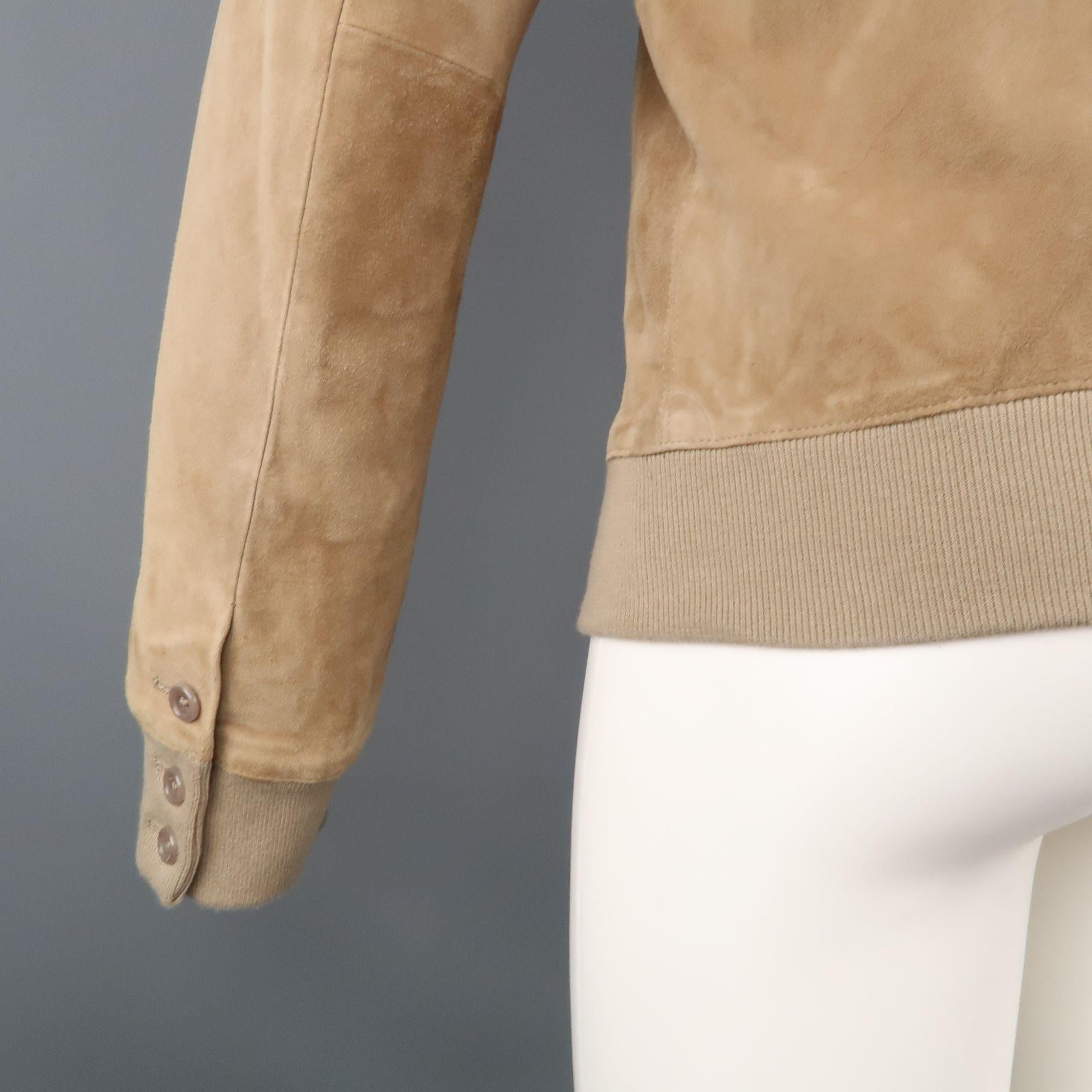 S.W.O.R.D Tan Suede Buttoned Bomber Style Jacket Coat at 1stDibs ...