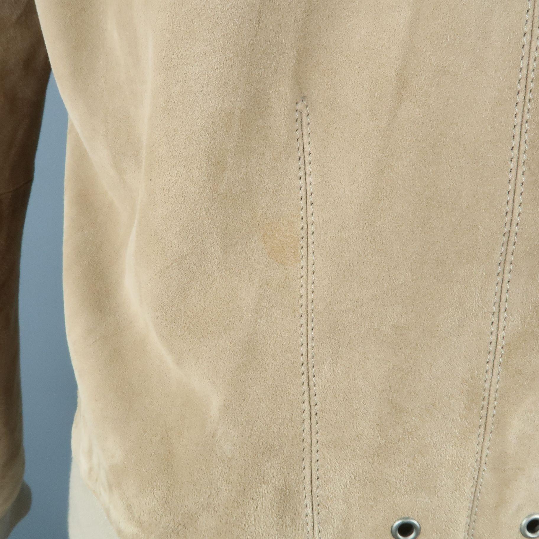 S.W.O.R.D Tan Suede Buttoned Bomber Style Jacket Coat at 1stDibs ...