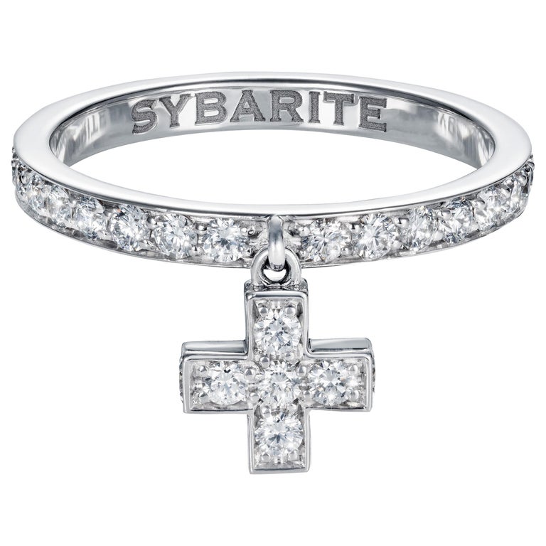 Sybarite Cross Ring in White Gold with White Diamonds For Sale at 1stDibs