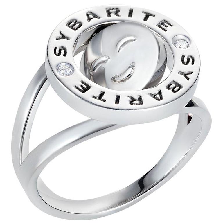 Sybarite Smiley Ring So Cute in White Gold with White Diamonds For Sale ...