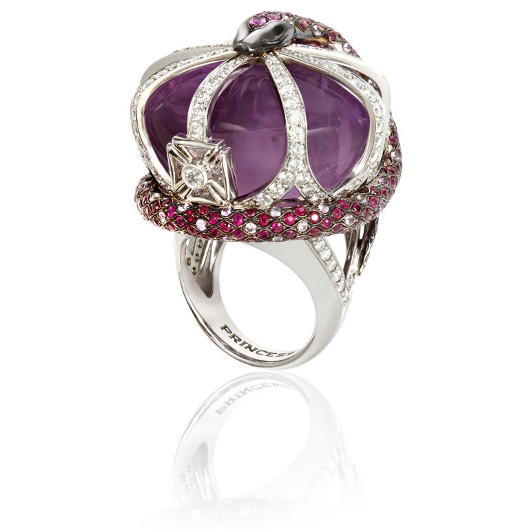 Sybarite Jewellery Princess Ring 18 Karat White Gold 1.28 Carat Rubies ...