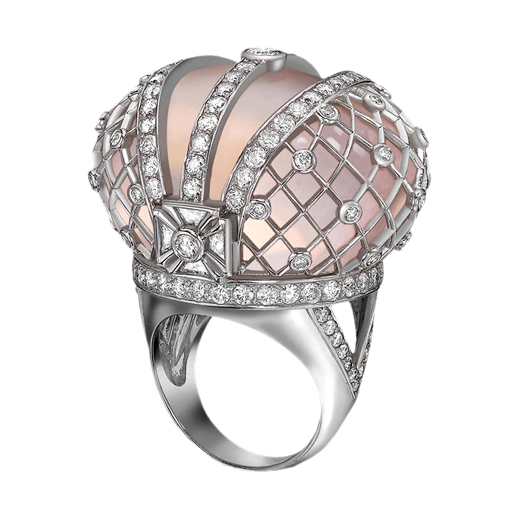 Sybarite Royal Jubilee Ring in White Gold with White Diamonds and Pink ...