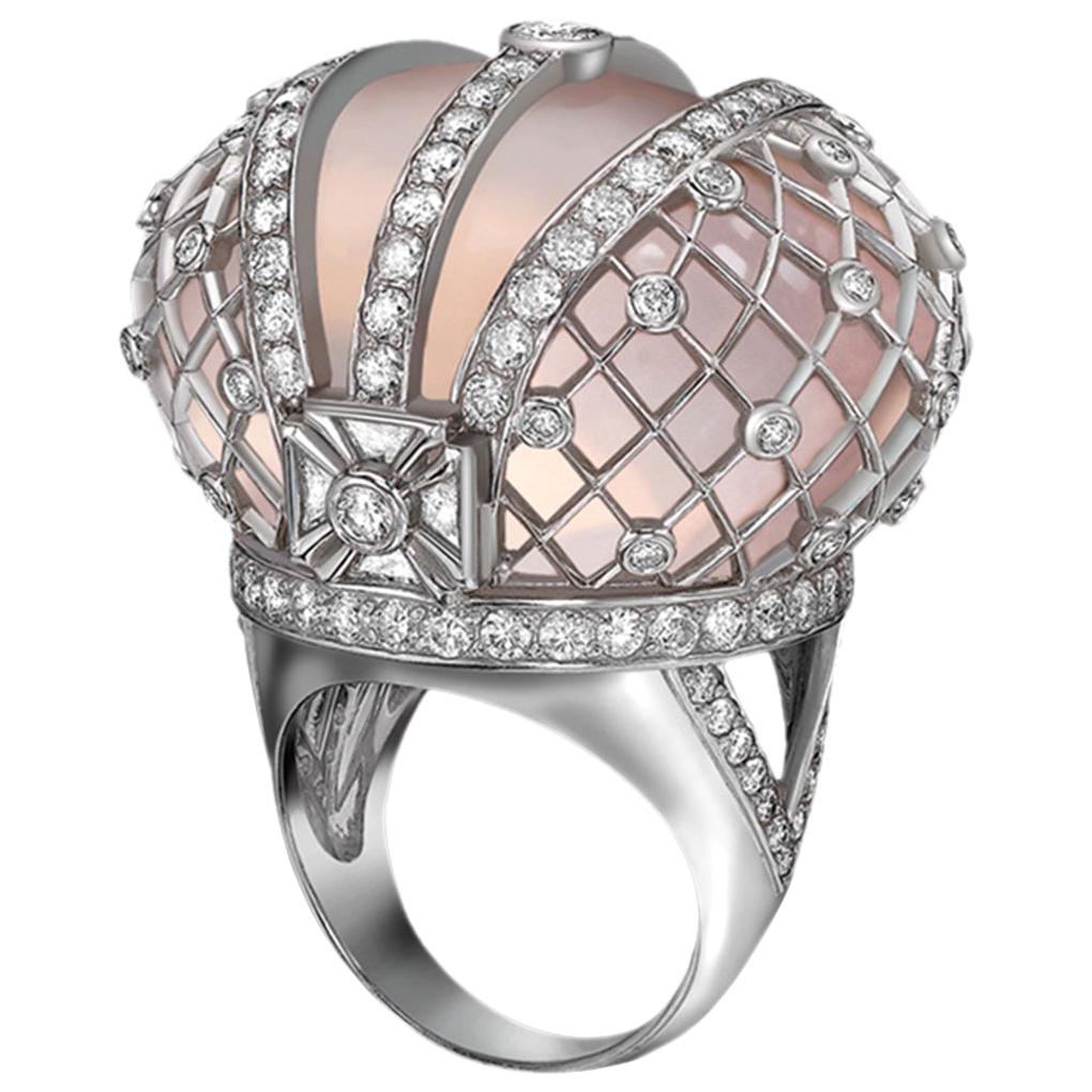 Sybarite Royal Jubilee Ring in White Gold with White Diamonds and Pink ...
