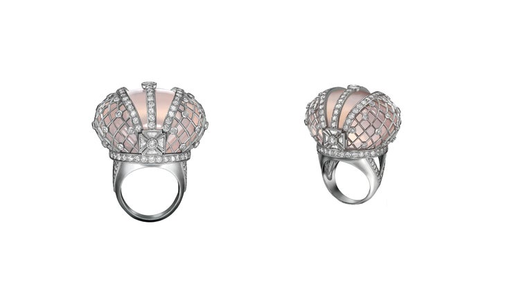 Sybarite Royal Jubilee Ring in White Gold with White Diamonds and Pink ...