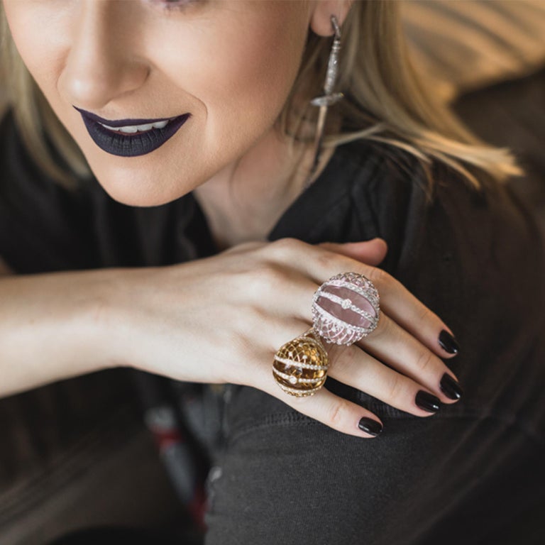 Sybarite Royal Jubilee Ring in White Gold with White Diamonds and Pink ...