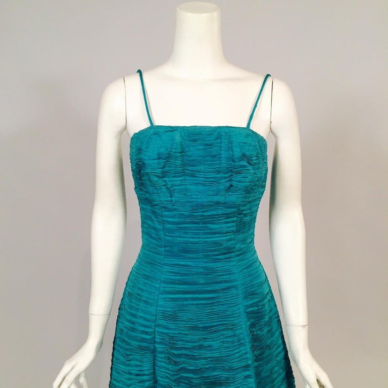 Sybil Connolly Pleated Linen Strapless Evening Dress at 1stDibs | linen ...