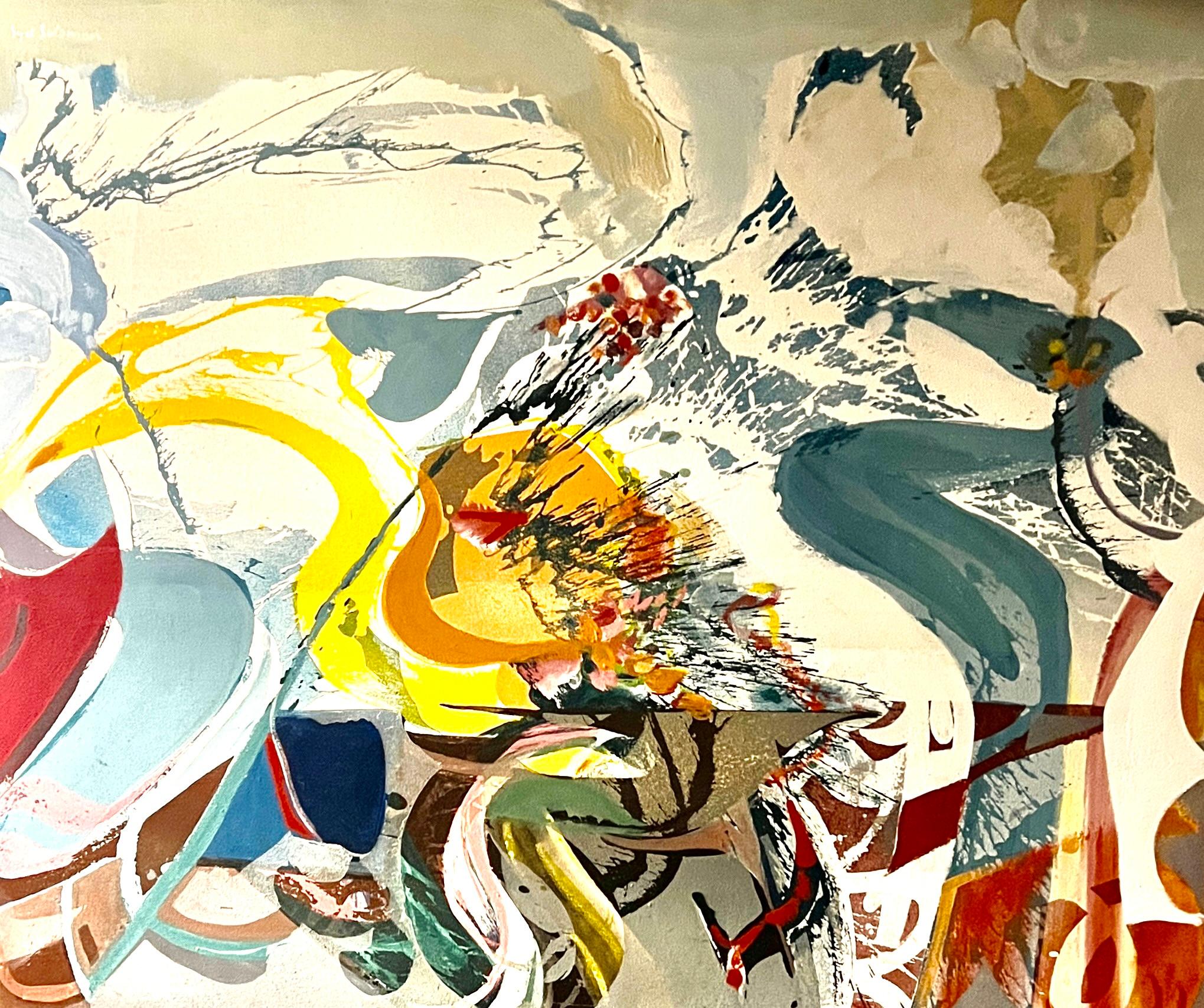 Syd Solomon - "Strollers Breeze" Colorful, Abstract Expressionist red ...