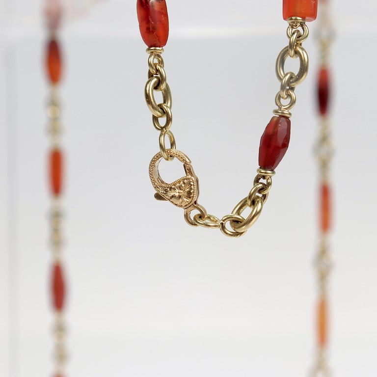 Sylva et Cie 18k Gold and Carnelian Bead Graduated Bullet Chain ...