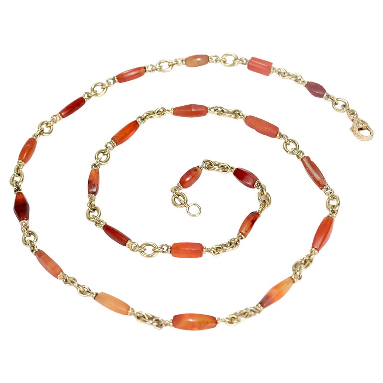 Sylva et Cie 18k Gold and Karneol Perlenkette abgestufte Kugelkette ...