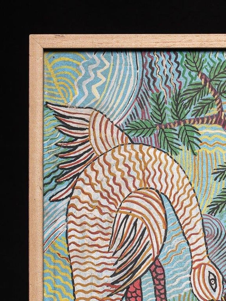 Kaballa Sylvestre (c.1920) "oiseaux et poisson".Acrylique on canvas ...